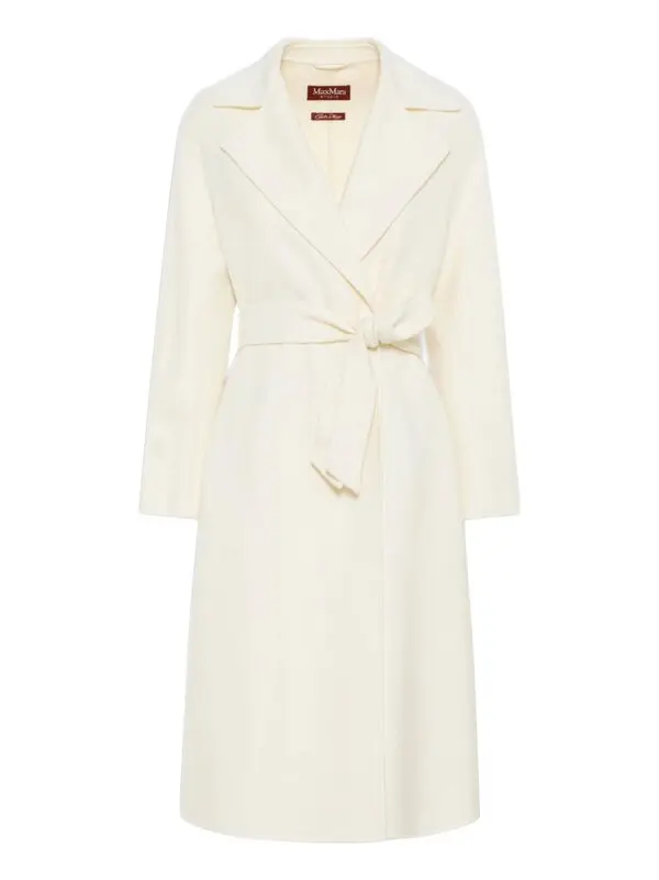 Max Mara Double-drap Wool, Cashmere & Silk Belted Jacket - Bianco