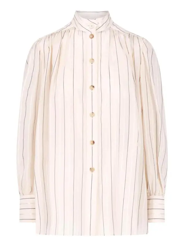 Chloé Silk-cotton Blend Striped Button-down Shirt - Pink