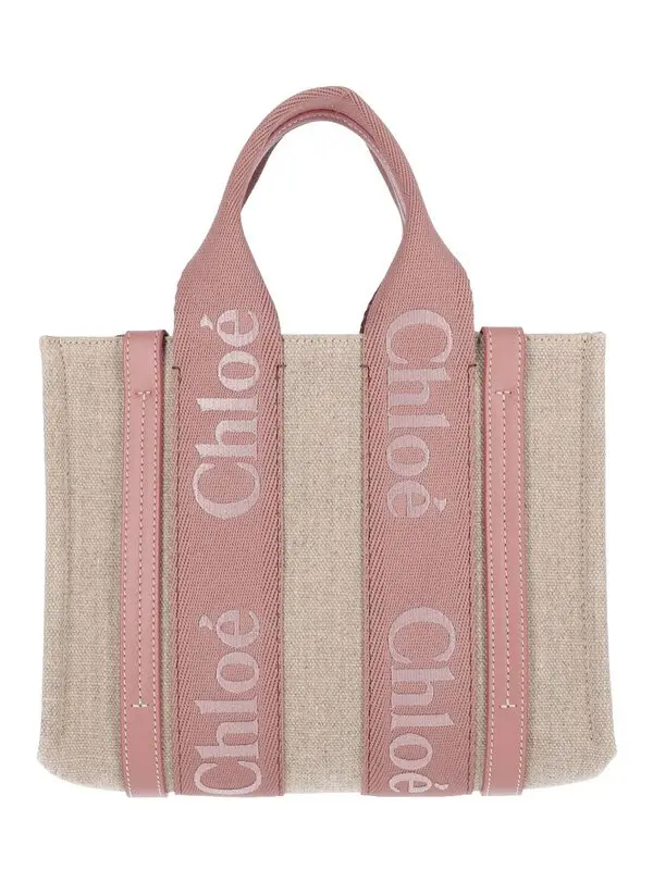 Chloé Linen And Calf Leather Shoulder Bag - Beige