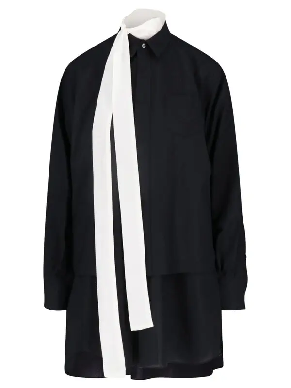 Sacai Asymmetrical Tiered Midi Dress - Black