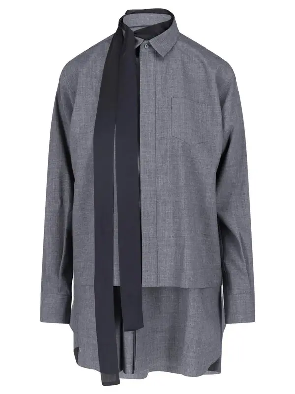 Sacai Layered Mini Dress With Signature Design - Grey