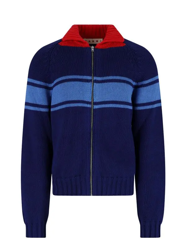 Marni Zip-front Knit Cardigan - Blue