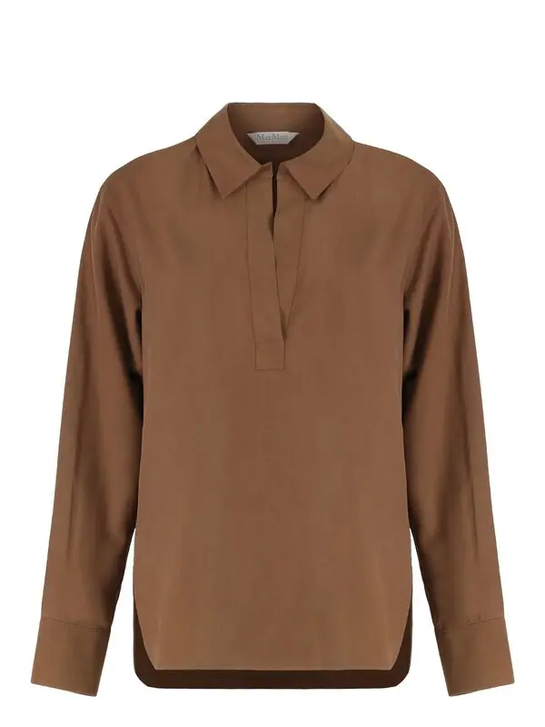 Max Mara Washed Silk Polo Shirt - Bronze