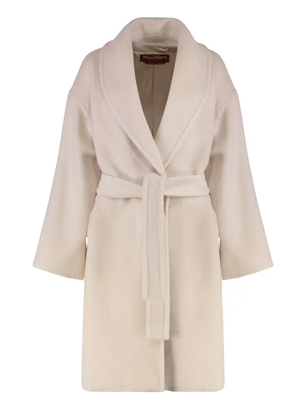 Max Mara Wool And Alpaca Blend Jacket With Belt - Beige