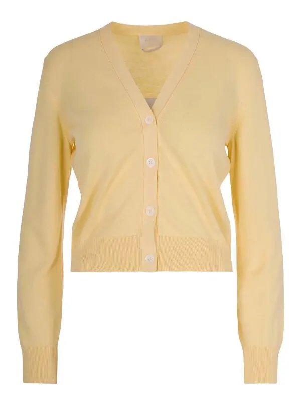 A.p.c. V-neck Cotton Cardigan With Ribbed Hems - Giallo