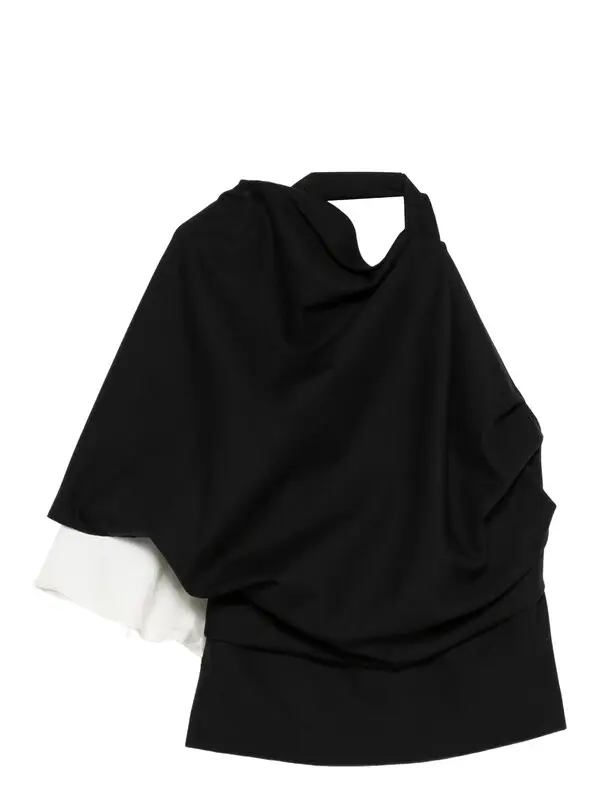 RÓHE One-shoulder Draped Wool-blend Top - Nero