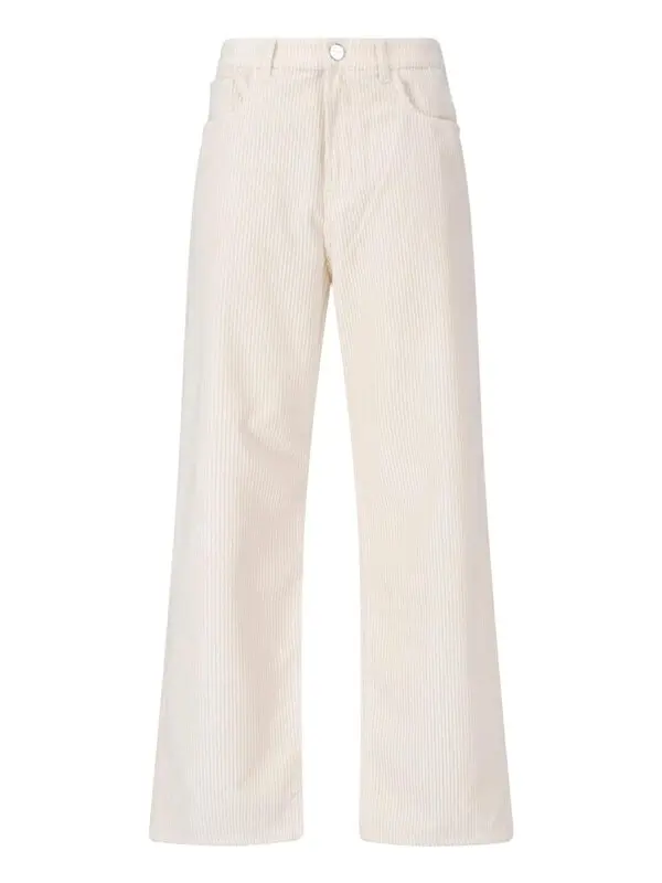 RÓHE High-rise Wide-leg Corduroy Pants - Cream