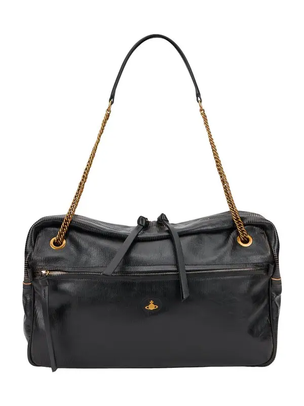 VIVIENNE WESTWOOD Dolce Leather Shoulder Handbag - Black