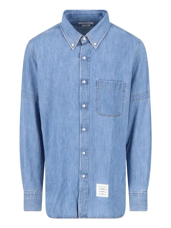 Thom Browne Denim Button-up Shirt - Light Blue