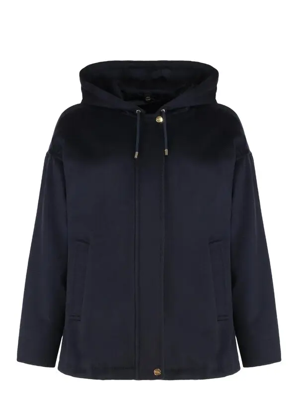 Max Mara Wool Blend Zip Sweater Jacket With Quilted Lining - Blue