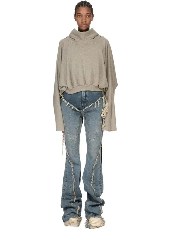 Rick Owens Wide-leg Drop-crotch Cargo Jeans With Drawstring Waist - Blu
