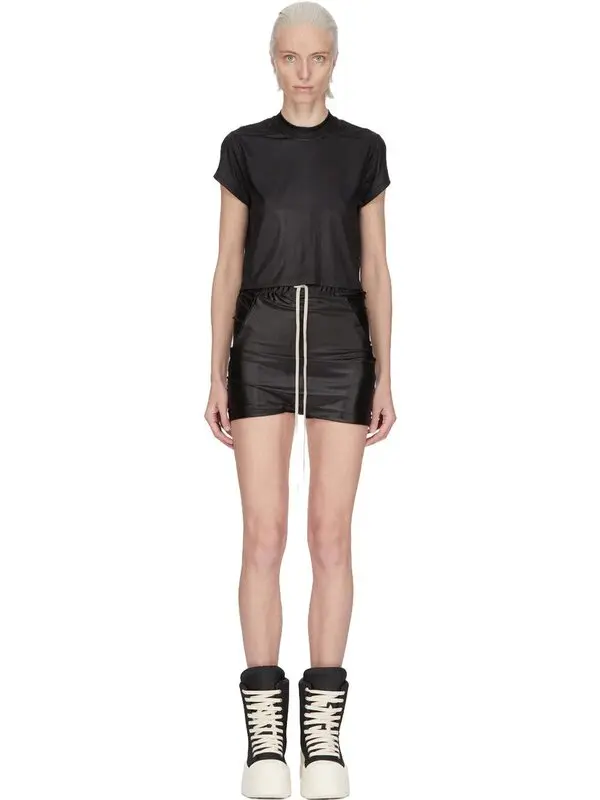 Rick Owens T-shirt Mini Shorts With Drawstring Waist And Double-layer Side Pockets - Nero