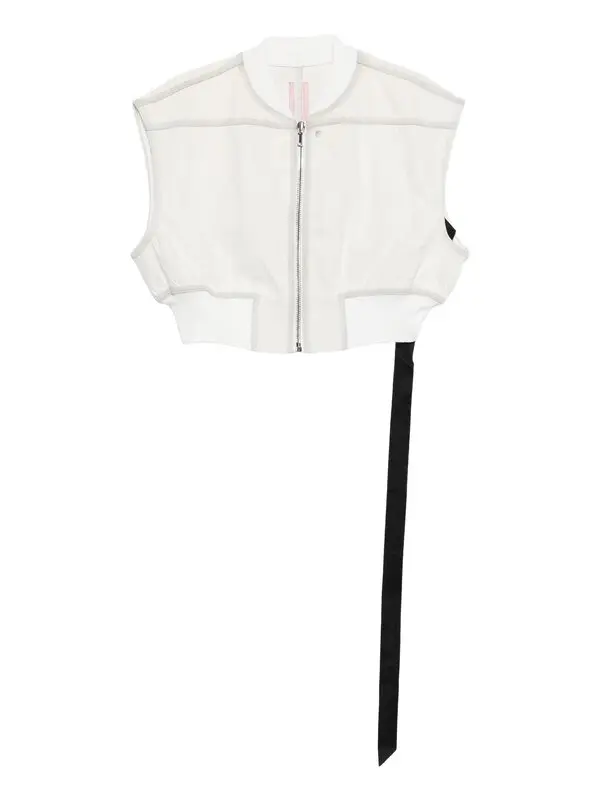 Rick Owens Sleeveless Cropped Zip-up Jacket - Bianco