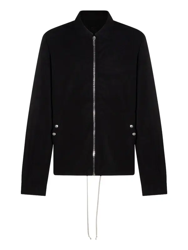 Rick Owens Cotton Zip-up Jacket With Classic Collar And Drawstring Hem - Nero