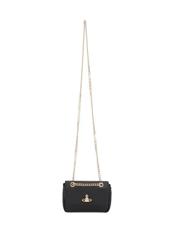 VIVIENNE WESTWOOD Victoria Leather Shoulder Handbag Mini - Black
