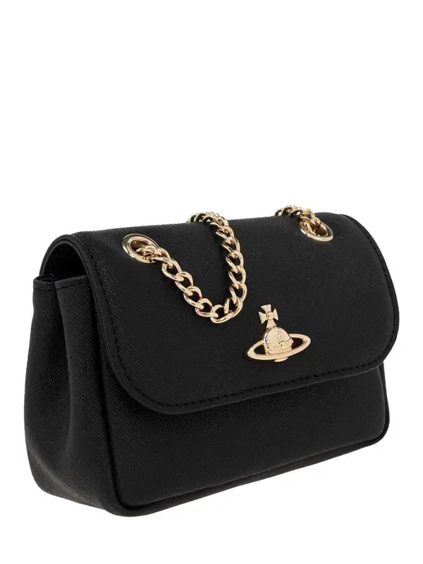 VIVIENNE WESTWOOD Victoria Leather Shoulder Handbag Mini - Black