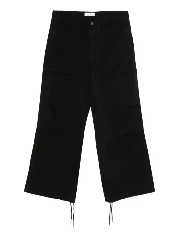 ENTIRE STUDIOS Wide-leg Cargo Pants With Pleated Knee Detail And Drawstring Waist & Hem - Nero