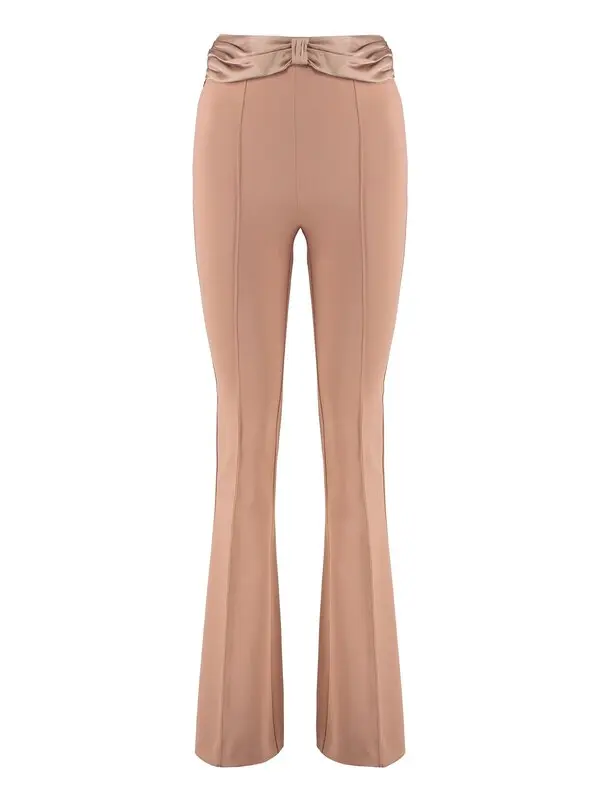 Elisabetta Franchi Satin Bow Flared Trousers - Pink