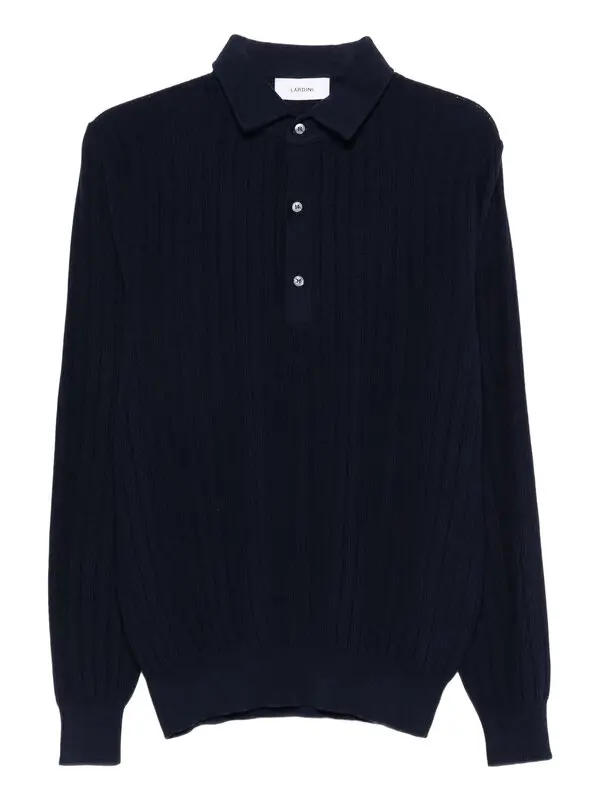 LARDINI Knit Polo Shirt With Classic Collar And Three-button Placket - Blu