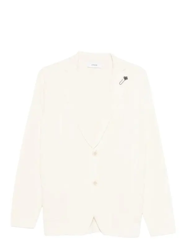LARDINI Notched Lapel Cotton Shirt Jacket - Bianco