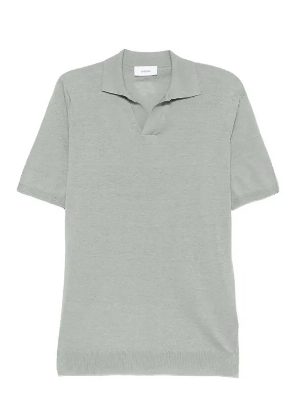 LARDINI Notched Neck Short-sleeve T-shirt With Ribbed Hems - Verde
