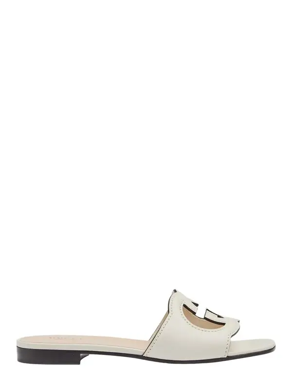 Gucci Interlocking G Cut-out Leather Sandals - Bianco