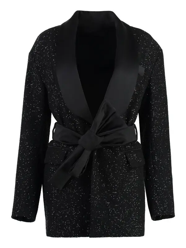 Max Mara Sequined Blazer With Satin Lapel - Black