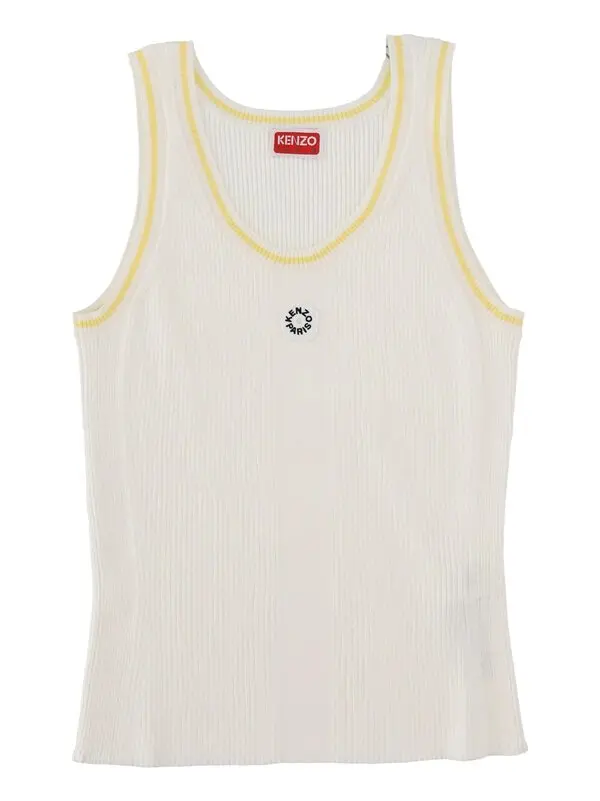Kenzo Ribbed Appliqué Logo Tank Top - Bianco