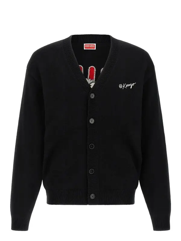 Kenzo Wild Tiger Wool-cotton Cardigan - Nero