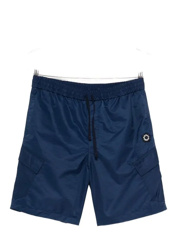 Kenzo Drawstring Waist Cargo Pants With Embroidered Badge - Blu