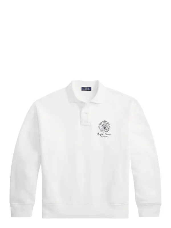 Polo Ralph Lauren Ribbed Long-sleeve Polo Shirt With Two-button Placket - Bianco