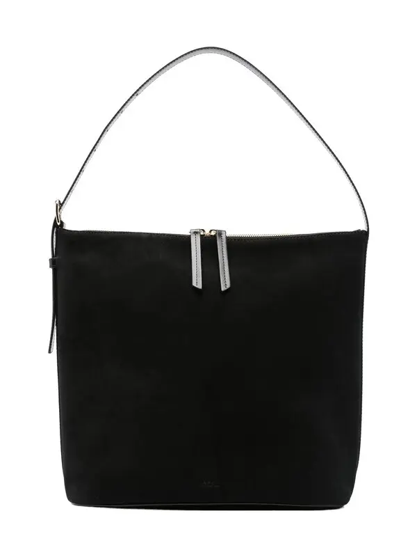 A.p.c. Leather Shoulder Bag With Double Zip Closure - Nero