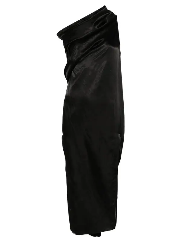 Rick Owens One-shoulder Sleeveless Dress With Side Slits And Draped Detail - Nero