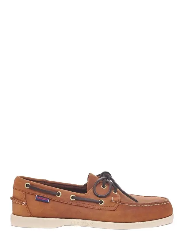 SEBAGO Iconic Suede Boat Shoe With Lace And Rubber Sole - Marrone