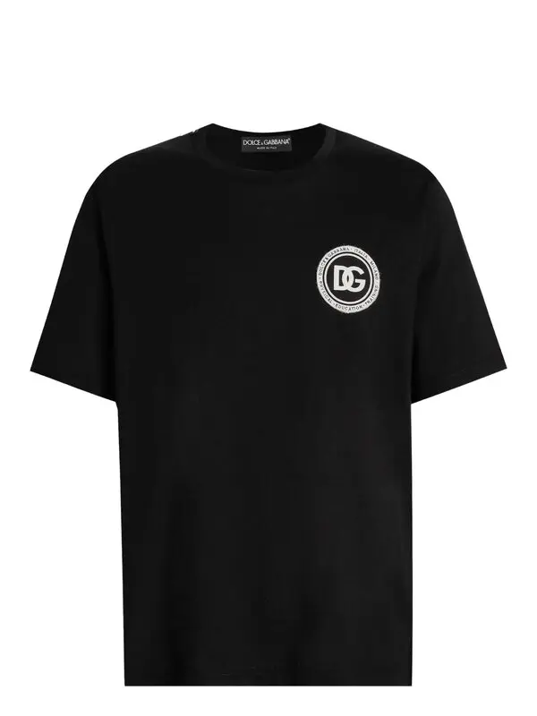 Dolce & Gabbana Patch Chest Crew-neck Cotton T-shirt - Nero