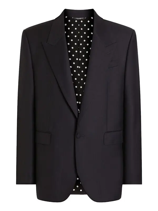 Dolce & Gabbana Rounded Lapel Wool Jacket With Button Front - Blu