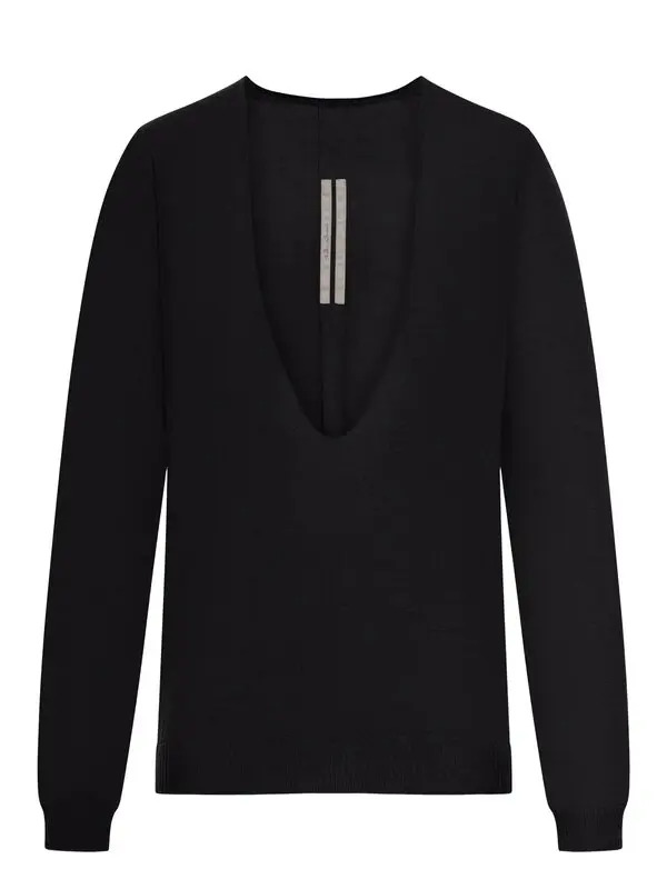 Rick Owens Deep V-neck Wool Sweater - Nero