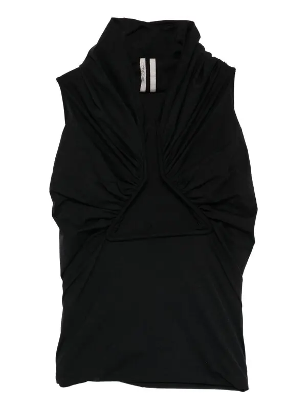 Rick Owens Stretch Cut-out T-shirt Top With Front Boning - Nero