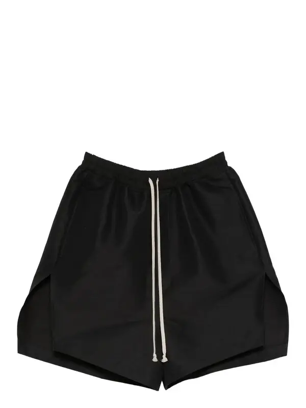 Rick Owens Stiff Dropped-crotch Drawstring Shorts With Slits - Nero