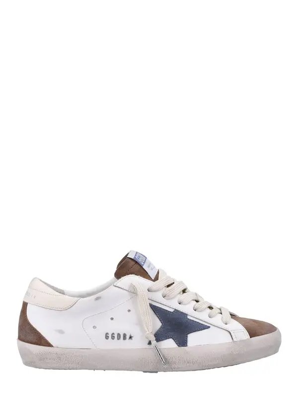 GOLDEN GOOSE Distressed Low-top Sneakers - White/brown/blue