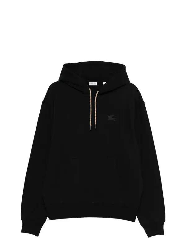 Burberry Drawcord Hood Sweatshirt With Equestrian Knight Embroidery - Nero