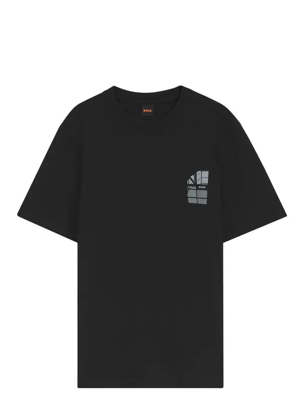BOSS Cotton-jersey T-shirt With Graphic Print - Black