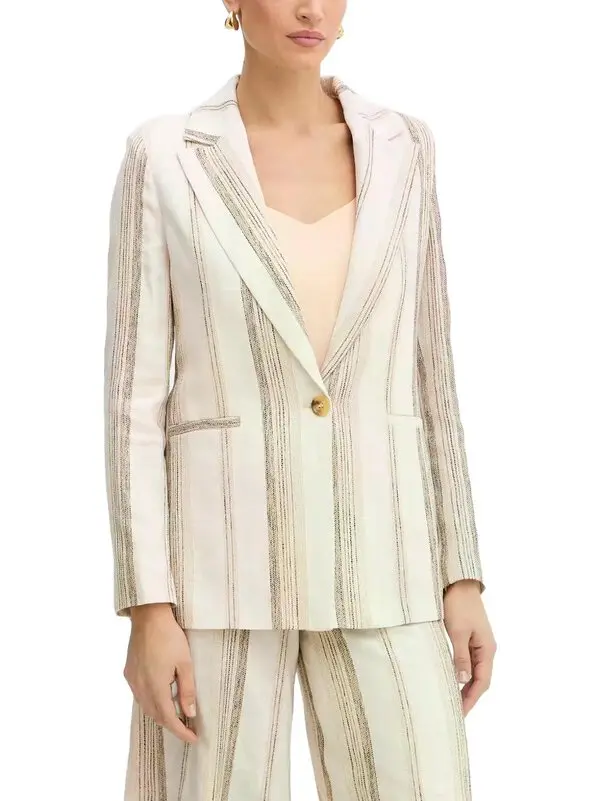 FRACOMINA Striped Button Blazer - Neutrals