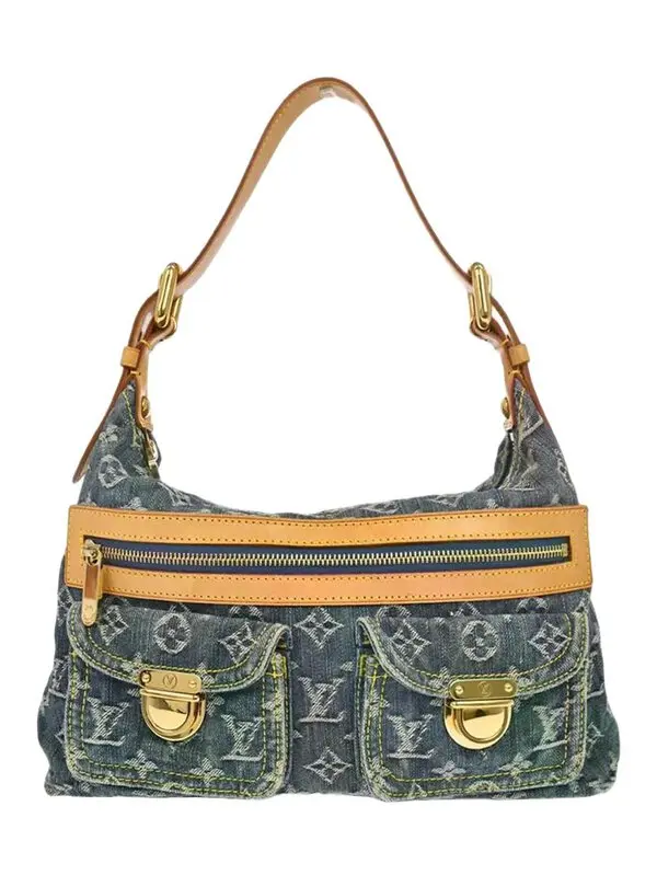 LOUIS VUITTON Monogram Denim Baguette Shoulder Bag - Blue