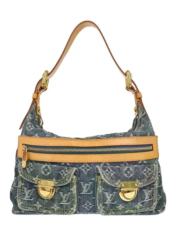 LOUIS VUITTON Monogram Denim Baguette Shoulder Bag - Blue