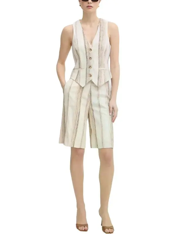 FRACOMINA Vertical-stripe V-neck Waistcoat - Neutrals