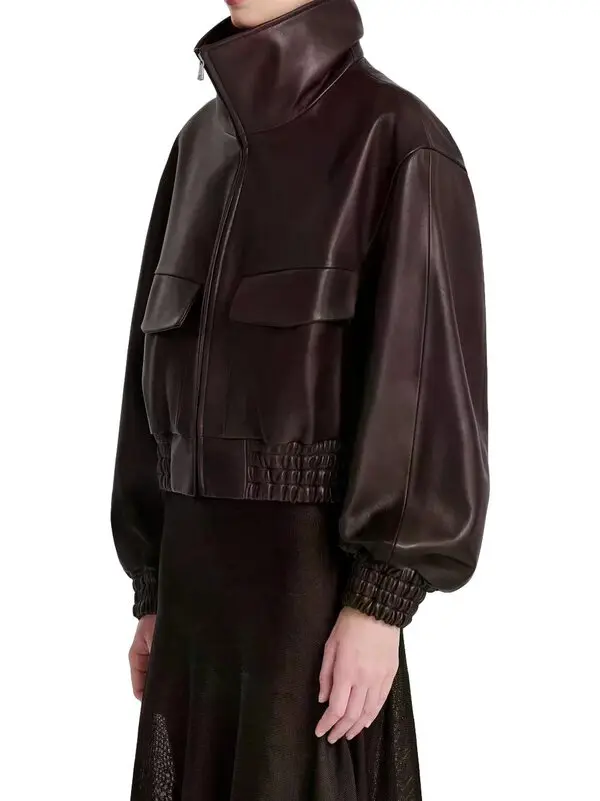 Nour Hammour Ellery Leather Jacket With Detachable Faux-fur Collar - Brown