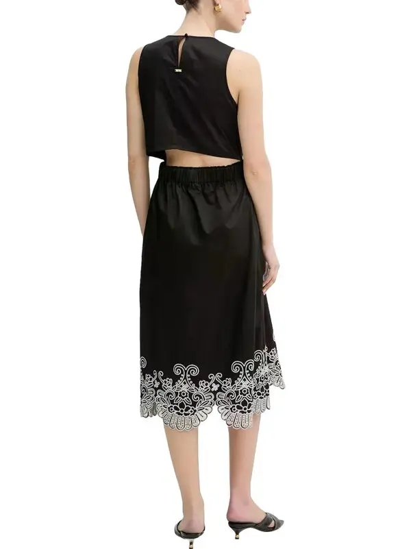 FRACOMINA Floral Embroidery Midi Dress - Black