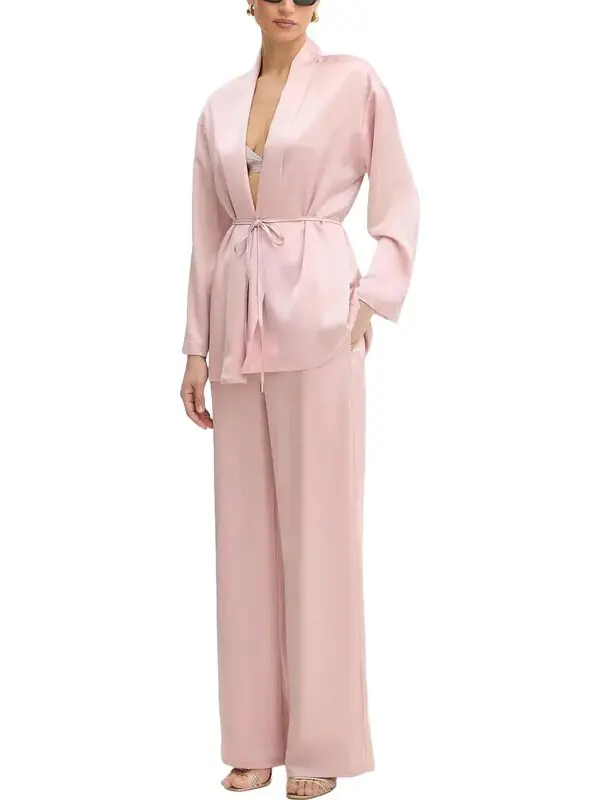 FRACOMINA Tie-waist V-neck Satin Jacket - Pink