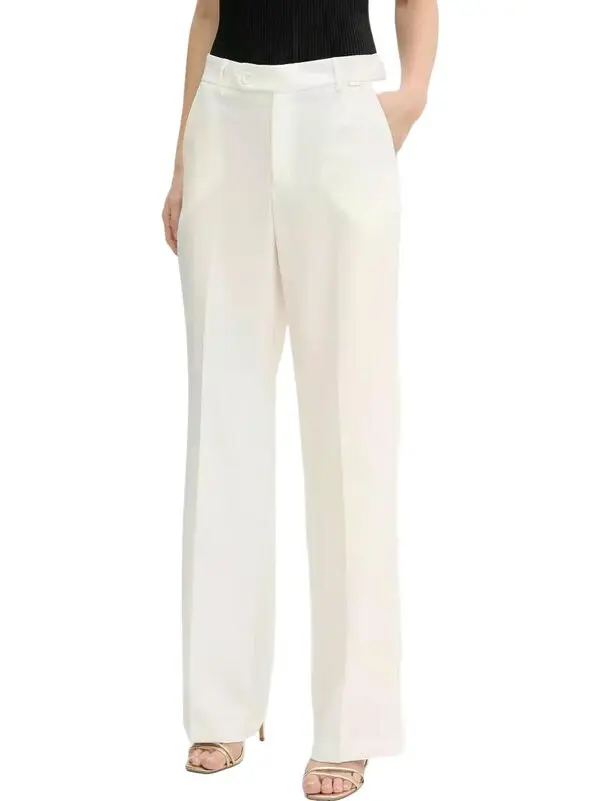 FRACOMINA Logo Plaque Wide Leg Trousers - White